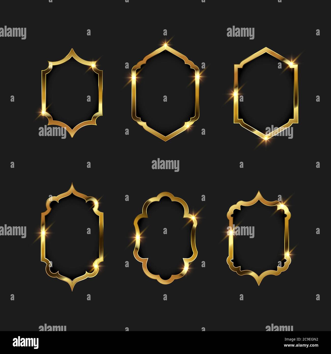 Gold frame border vector illustration design template Stock Vector ...