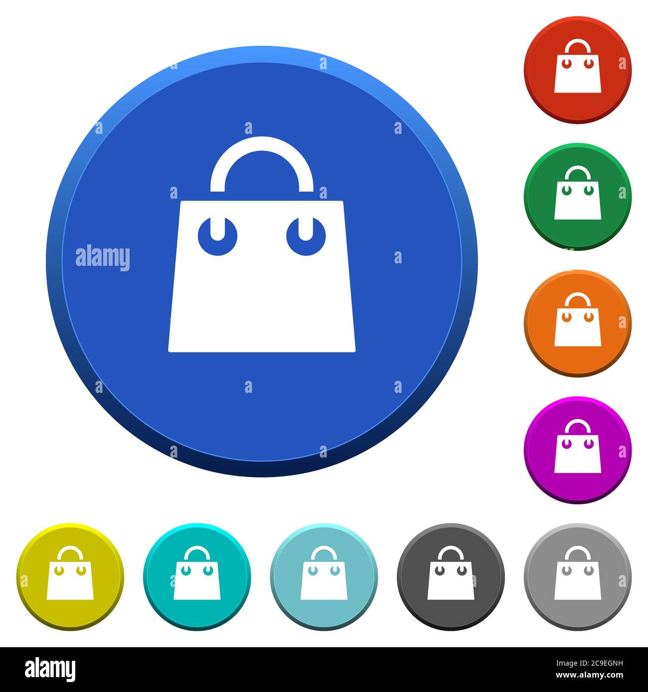 Shopping bag round color beveled buttons with smooth surfaces and flat ...