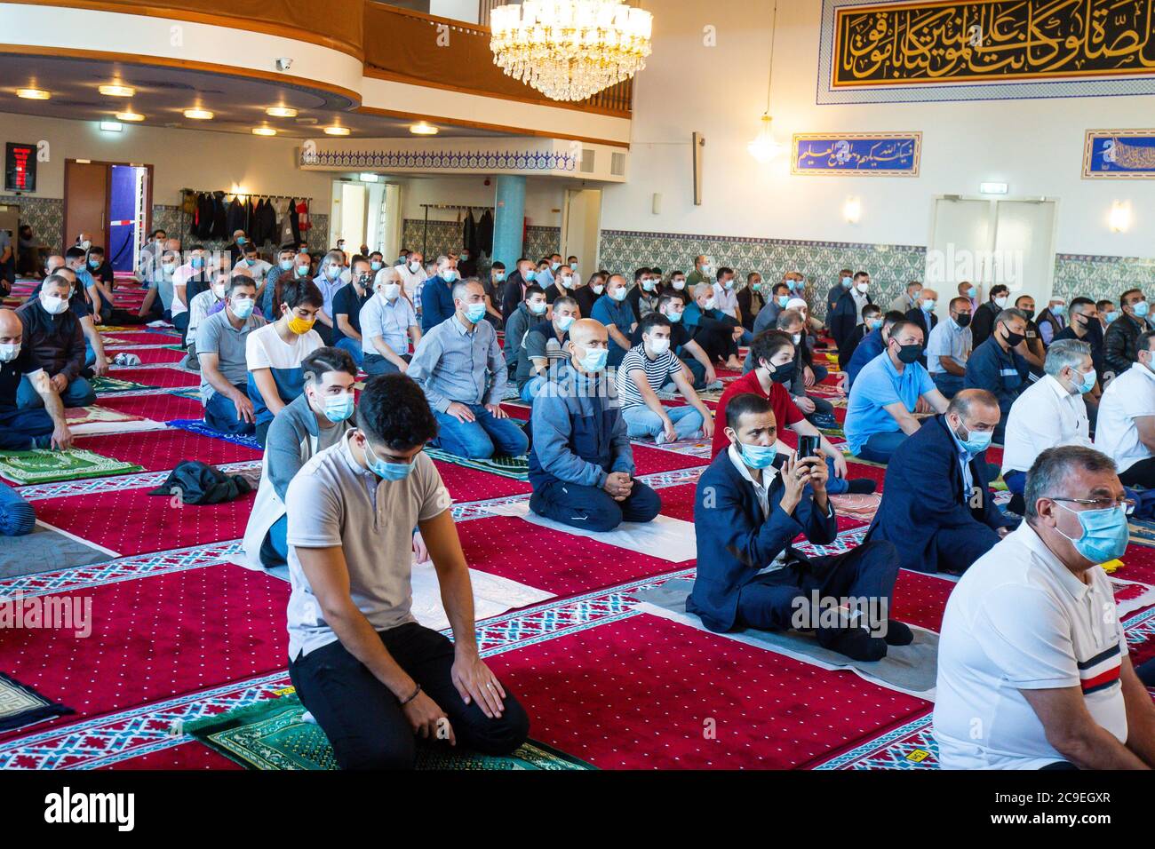 ROTTERDAM, 30-07-2020, People praying at the Mevlana Mosque in ...