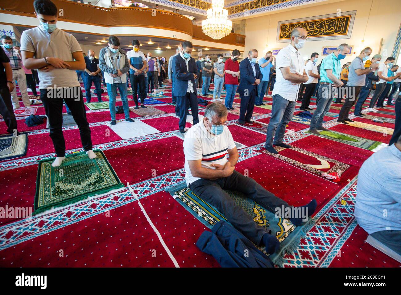ROTTERDAM, 30-07-2020, People praying at the Mevlana Mosque in ...