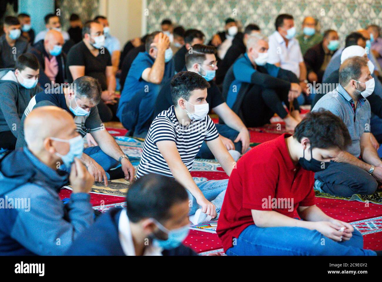 ROTTERDAM, 30-07-2020, People praying at the Mevlana Mosque in ...