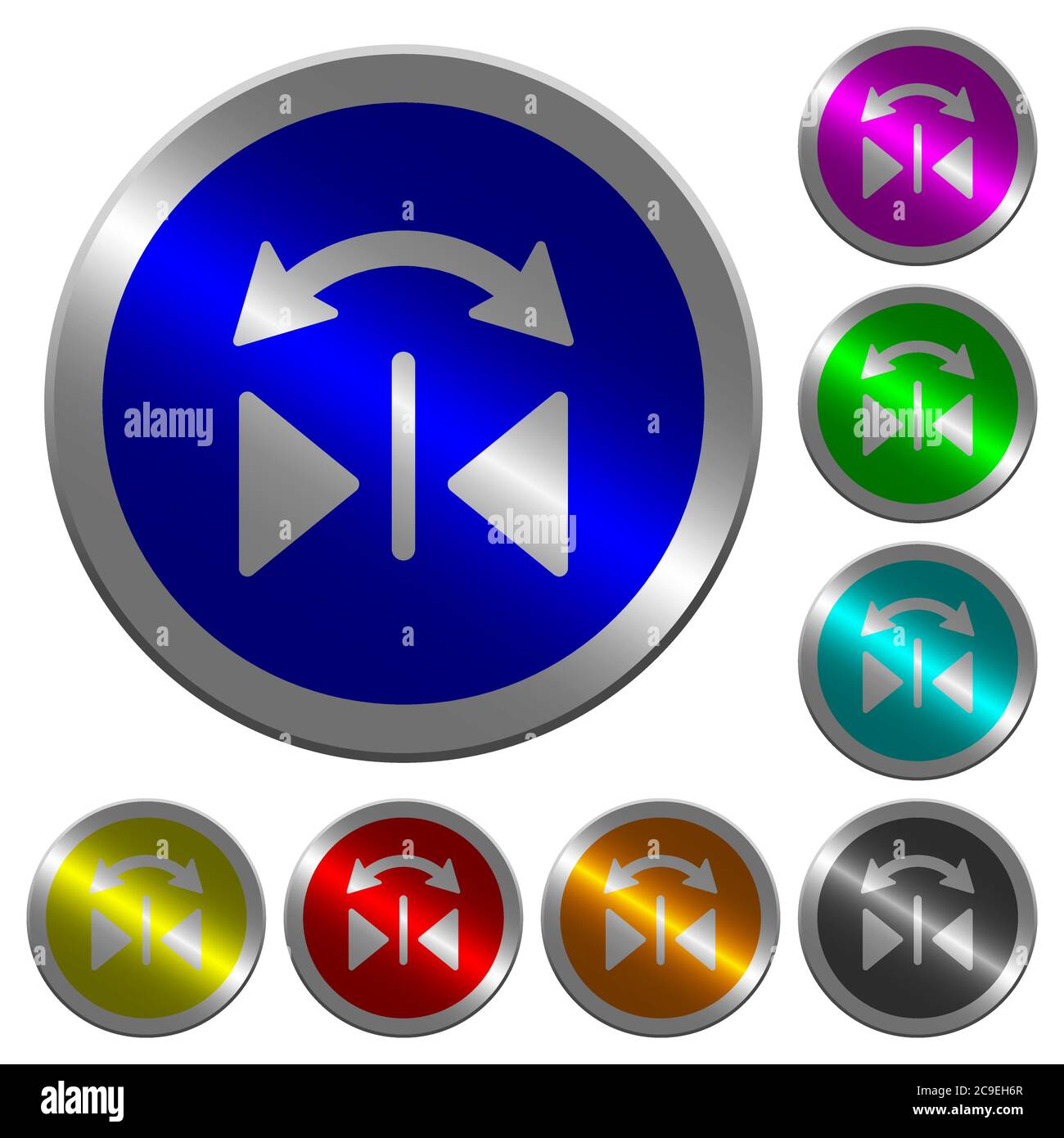 Horizontal flip icons on round luminous coin-like color steel buttons Stock Vector Image & Art ...