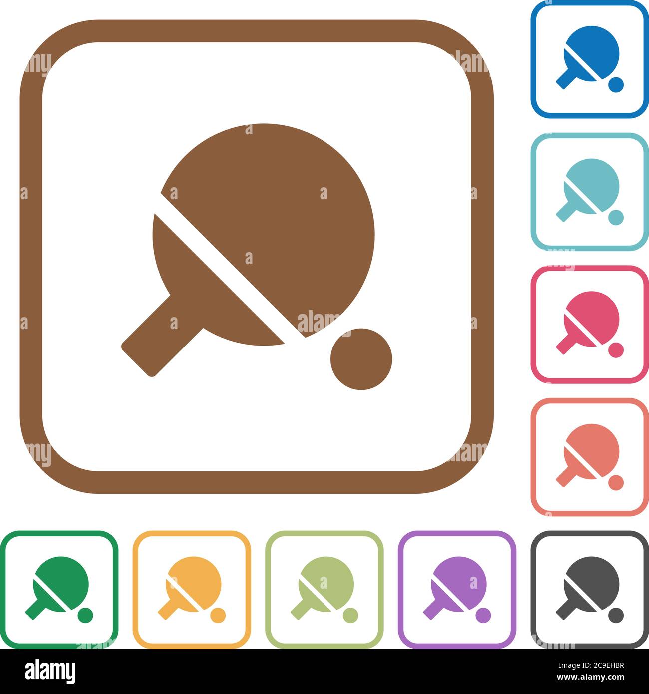 Table tennis simple icons in color rounded square frames on white background Stock Vector Image ...