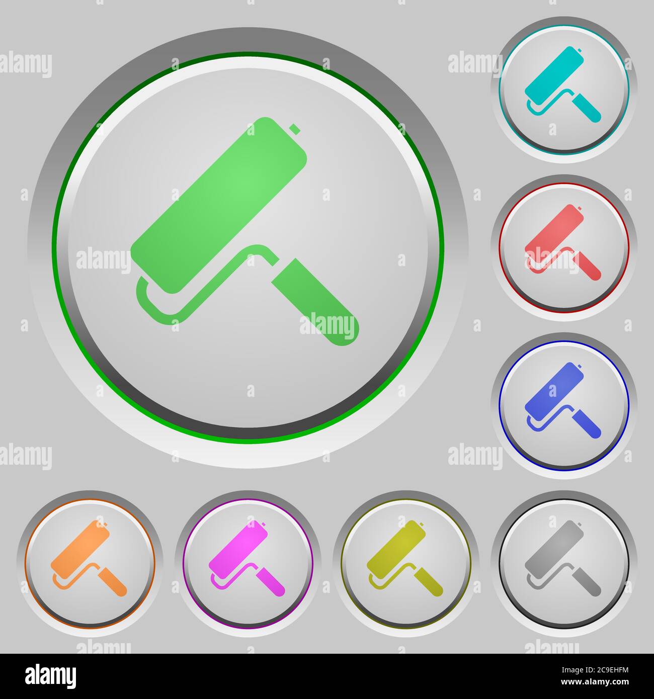 Paint roller color icons on sunk push buttons Stock Vector Image & Art ...