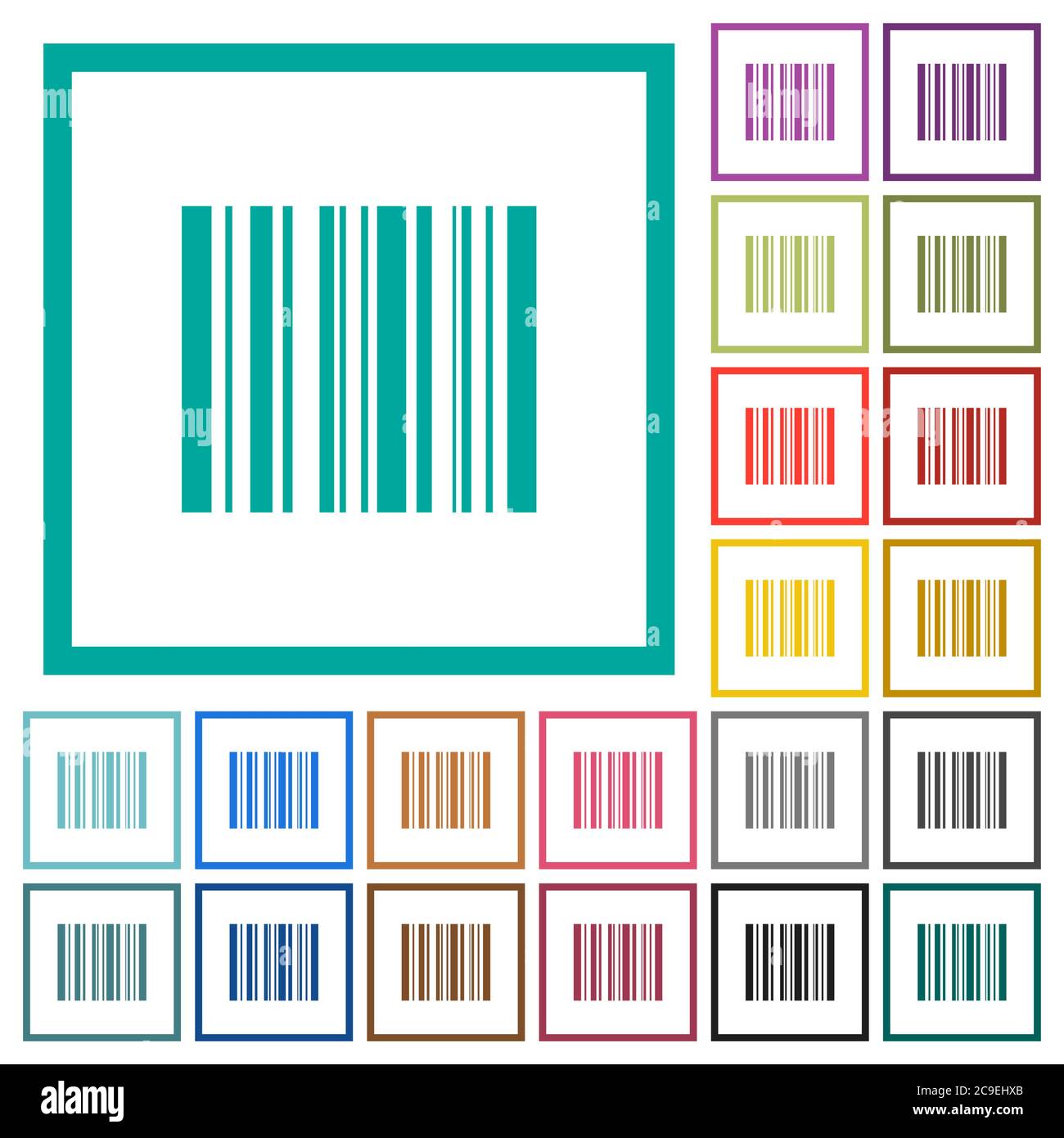 Barcode flat color icons with quadrant frames on white background Stock ...