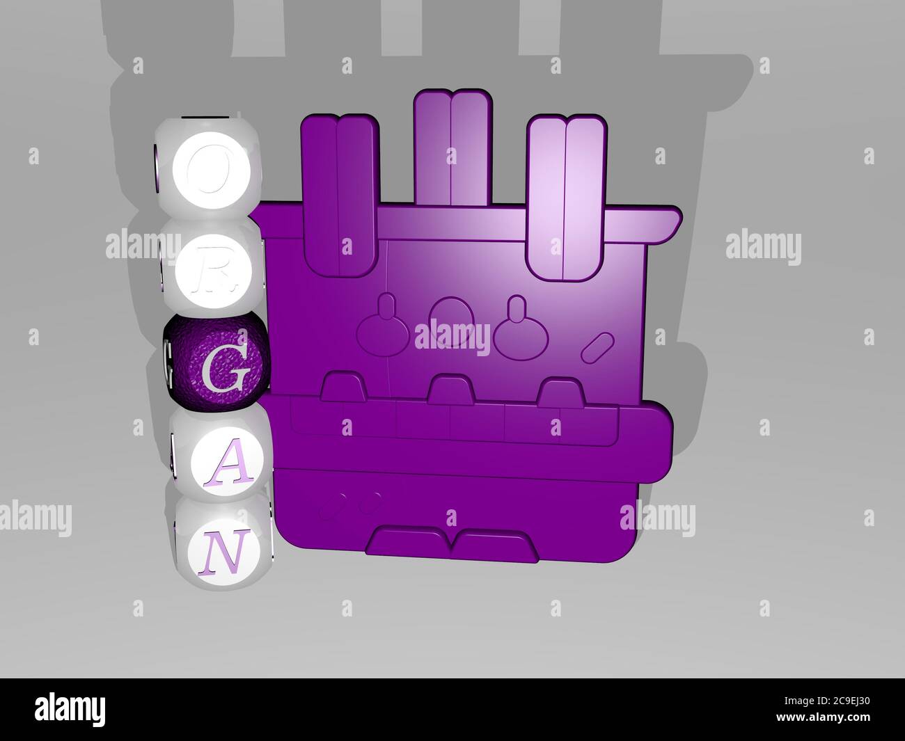 3D graphical image of ORGAN vertically along with text built around the ...