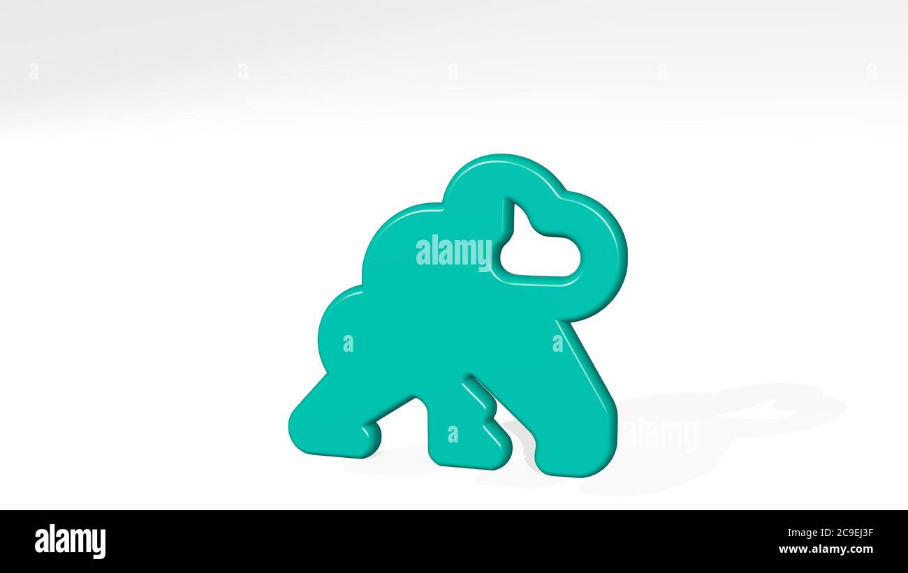 VIDEO GAME MARIO made by 3D illustration of a shiny metallic sculpture ...