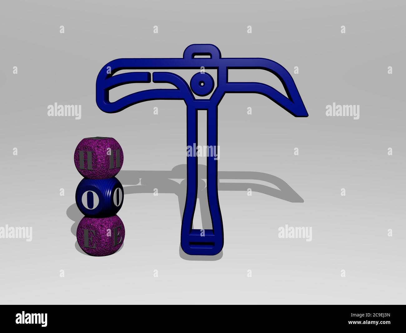 3D illustration of HOE graphics and text around the icon made by ...