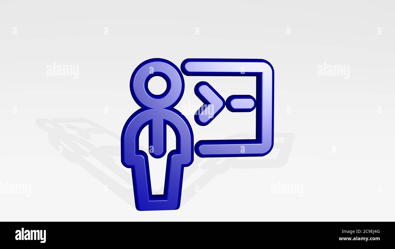 PROGRAMMING USER stand with shadow. 3D illustration of metallic ...