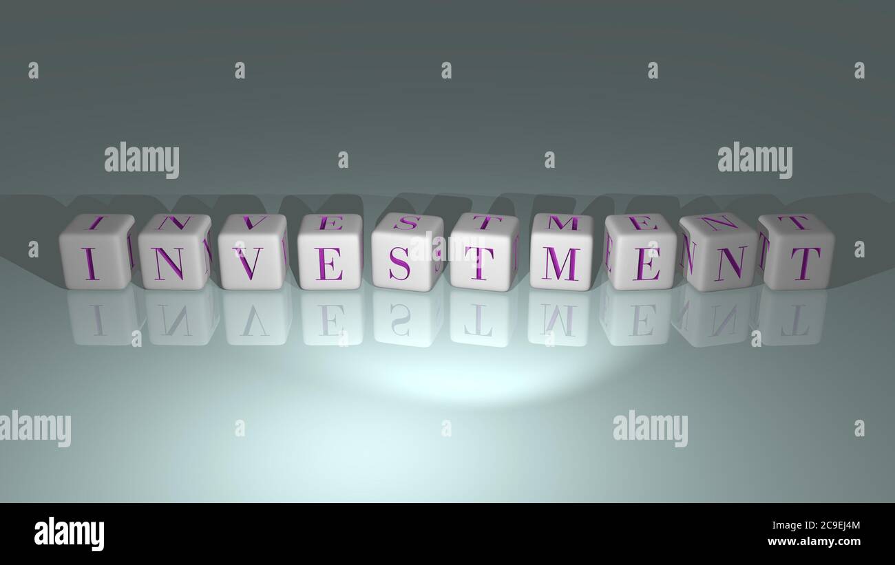 Investment built by dice letters and color crossing for the related ...