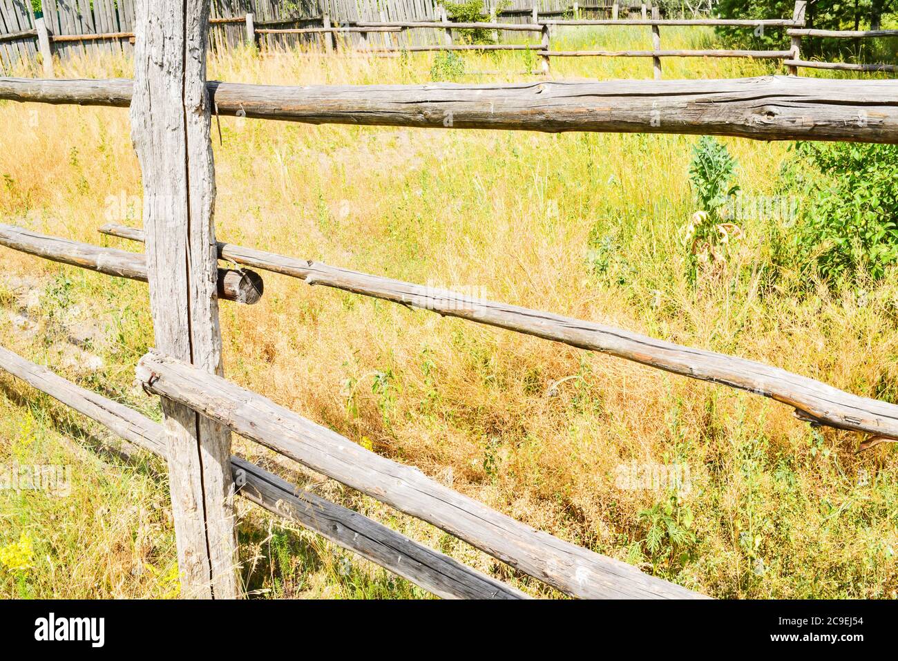 Old wooden picket fence at a meadow hi-res stock photography and images ...