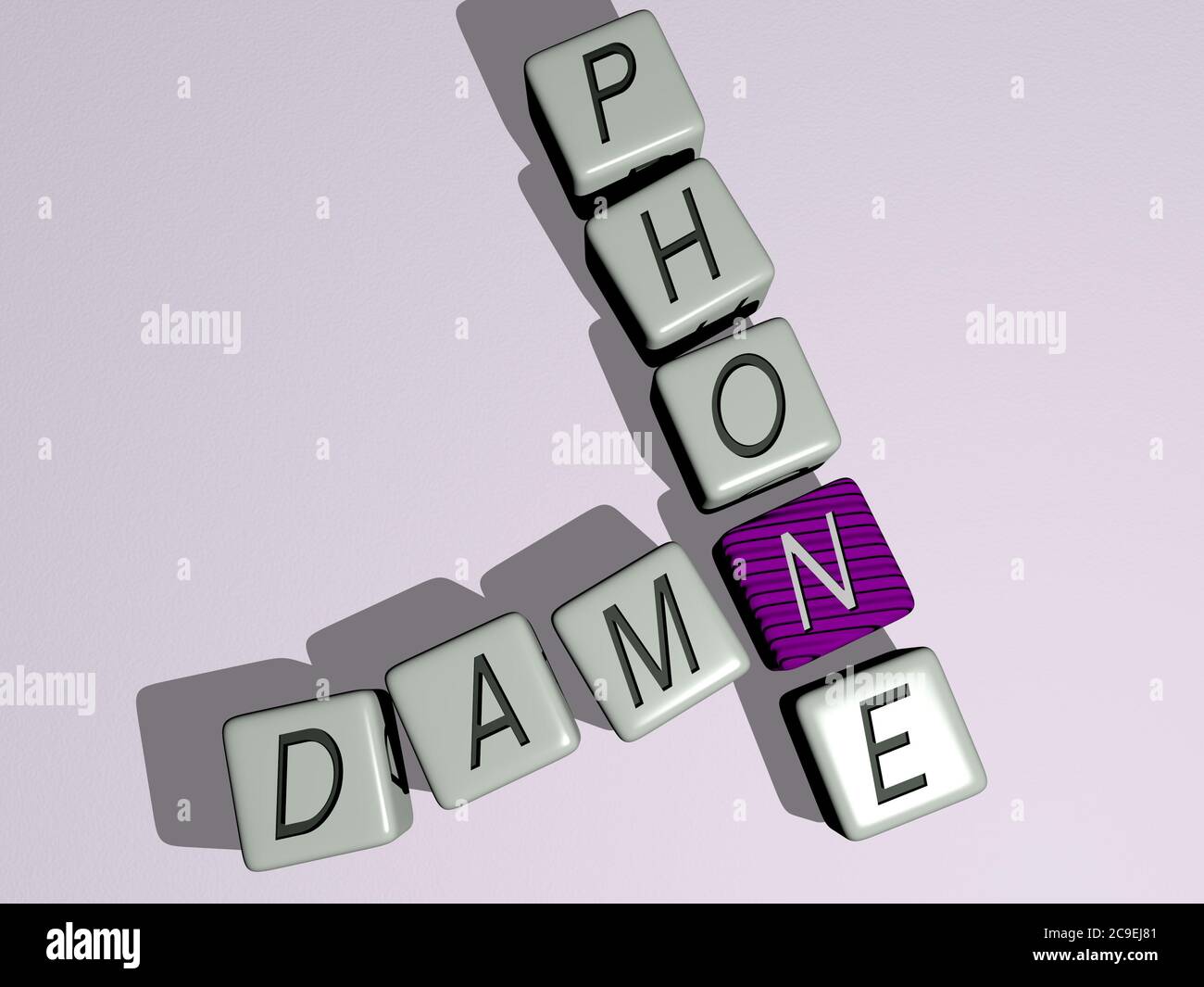 combination of damn phone built by cubic letters from the top ...