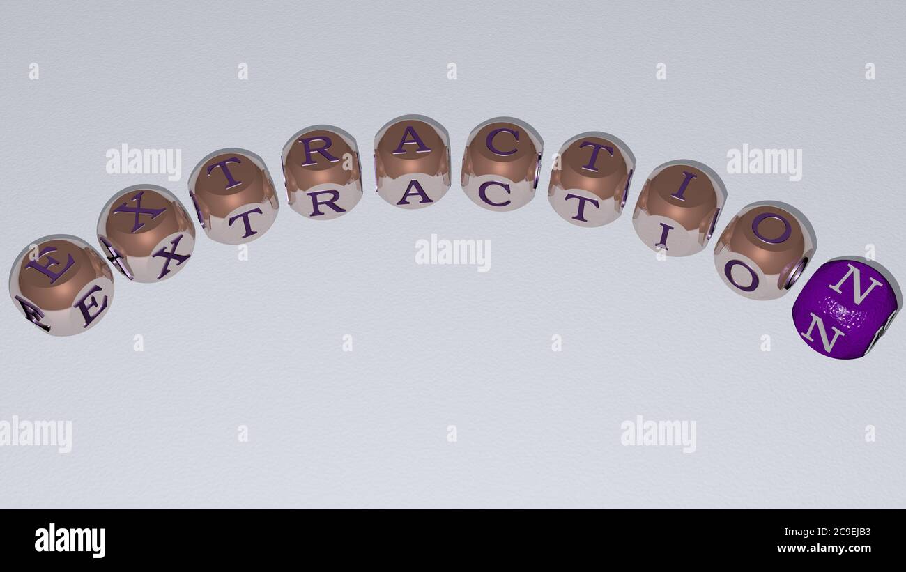 combination of EXTRACTION built by cubic letters from the top ...