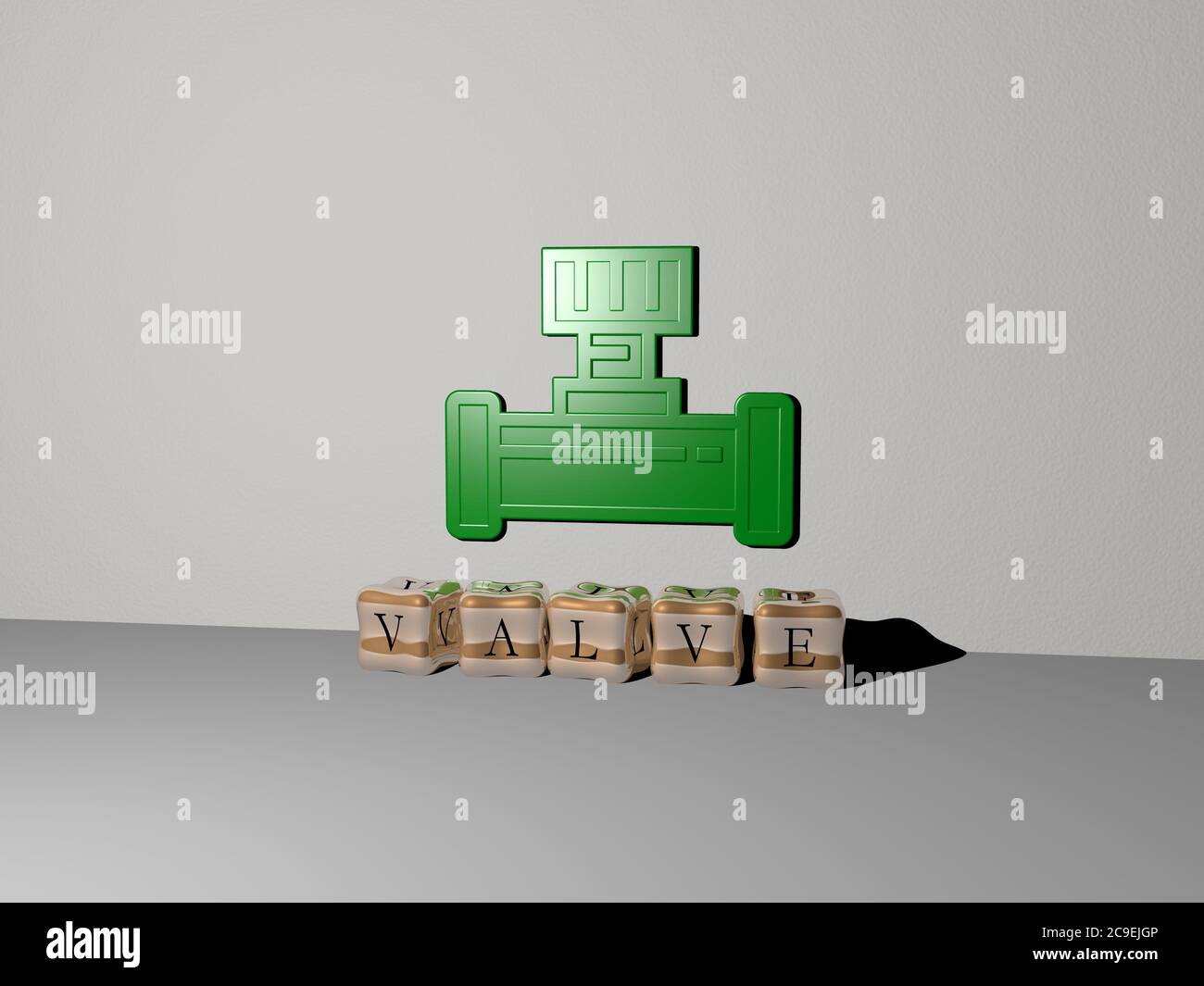 3D graphical image of VALVE vertically along with text built by ...