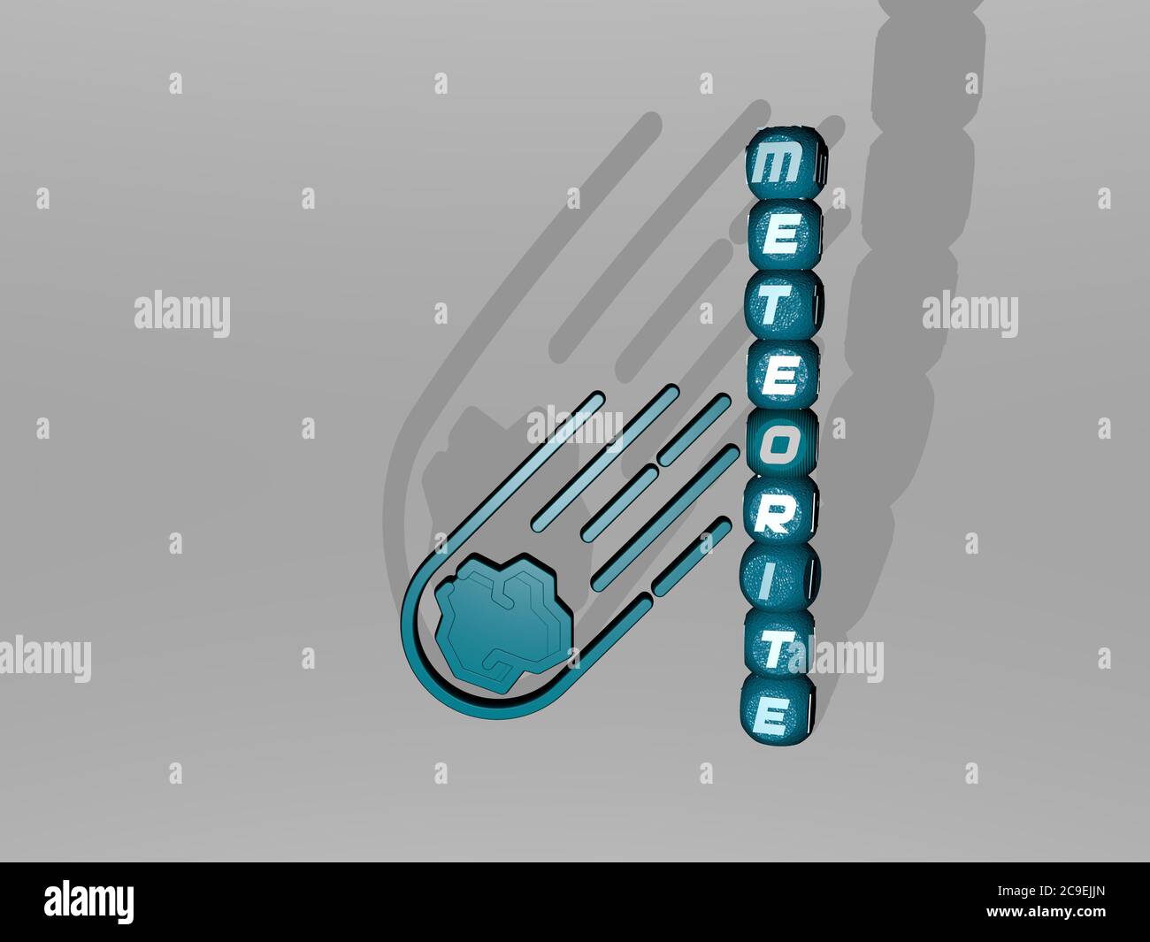 3D graphical image of METEORITE vertically along with text built around ...