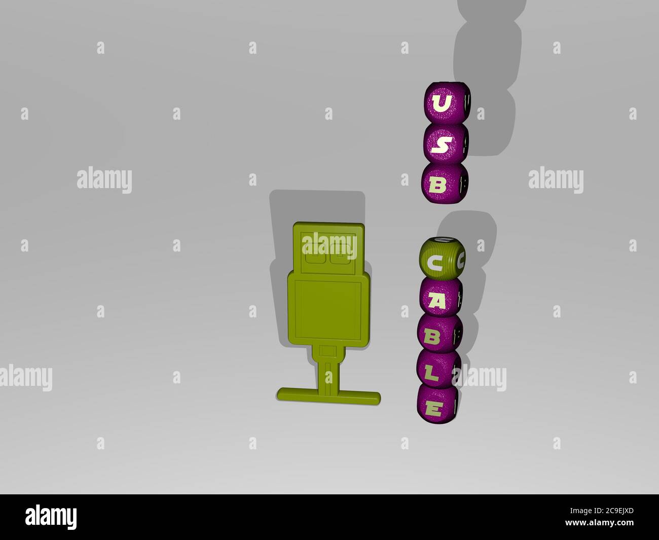 3D illustration of USB CABLE graphics and text around the icon made by ...