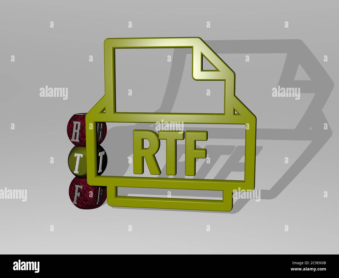 3D illustration of rtf graphics and text around the icon made by ...