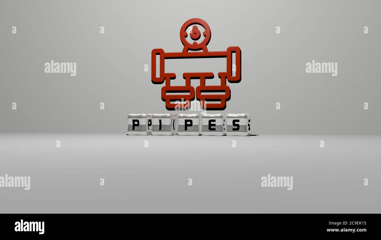 3D graphical image of PIPES vertically along with text built by ...
