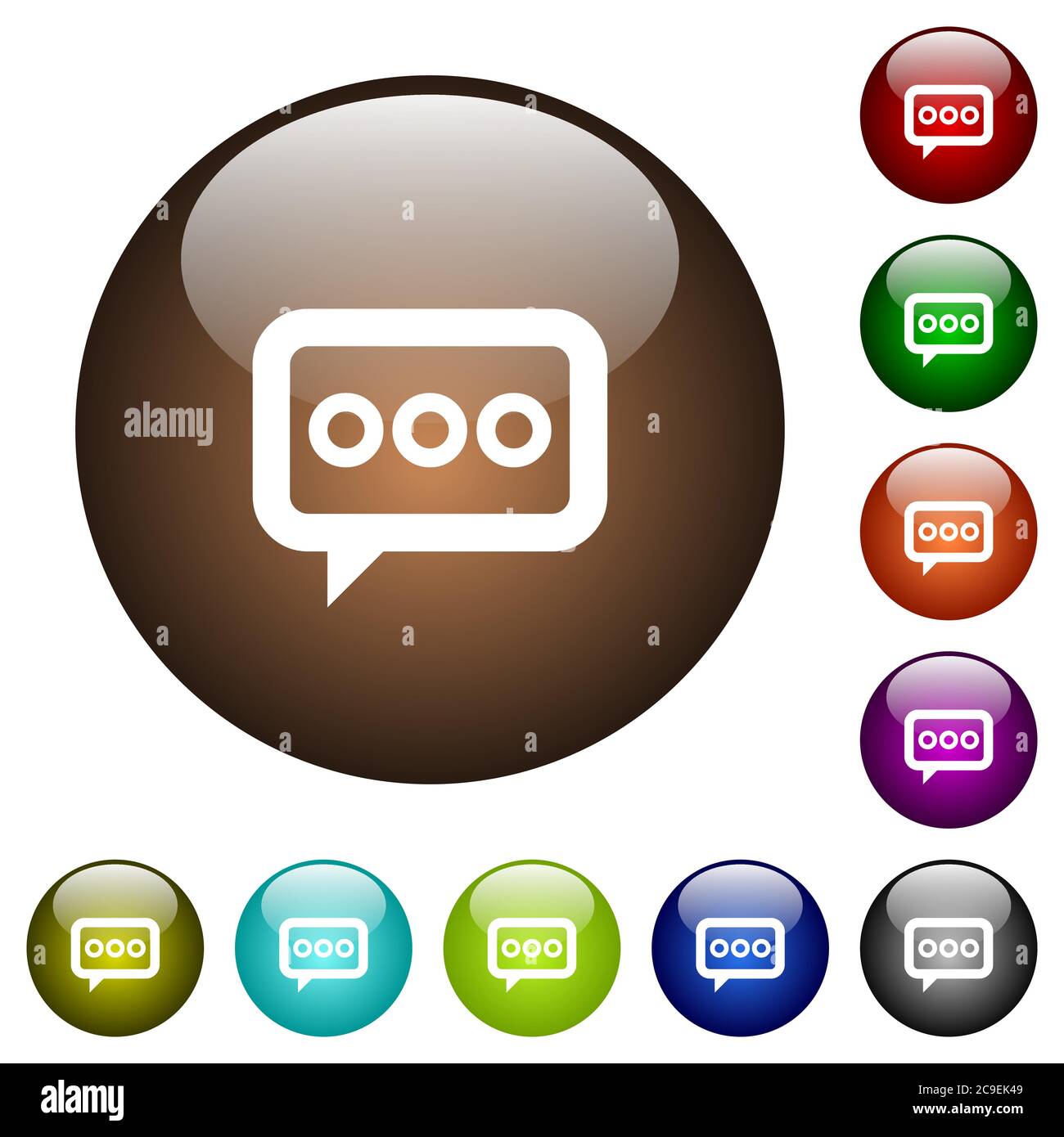 Working chat white icons on round color glass buttons Stock Vector ...