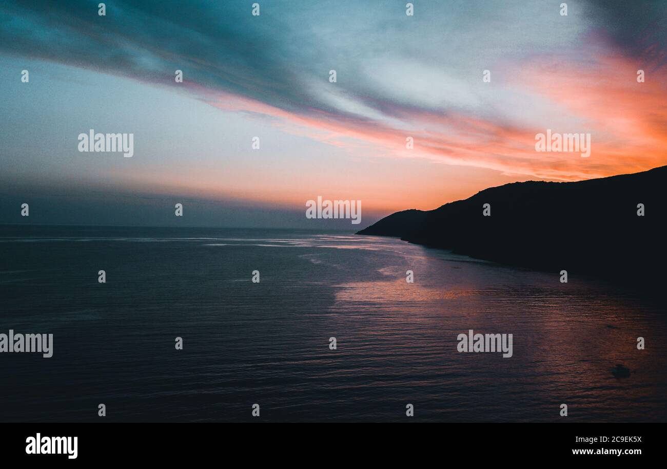 Sunset in Jali Beach, one of the most beautiful beaches of Albanian ...