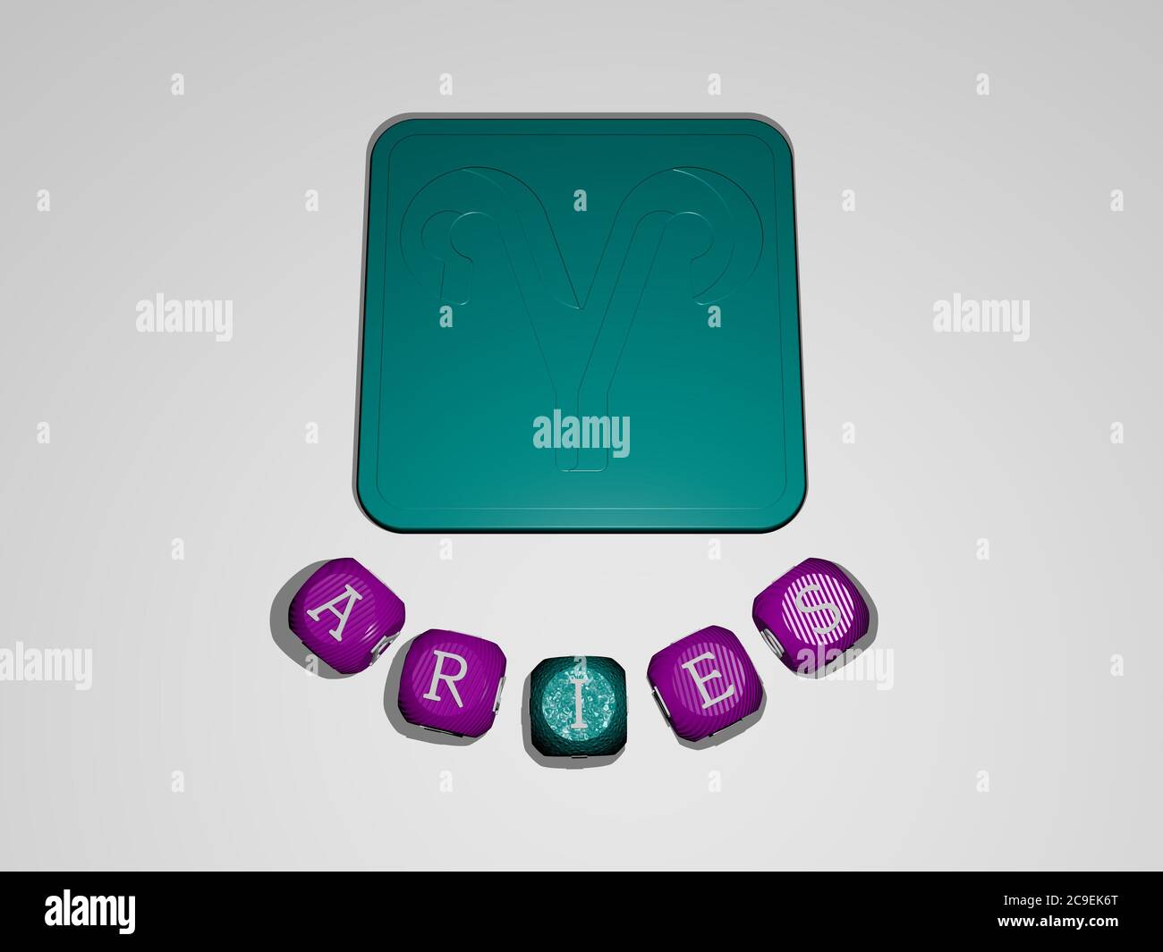 3D representation of aries with icon on the wall and text arranged by ...