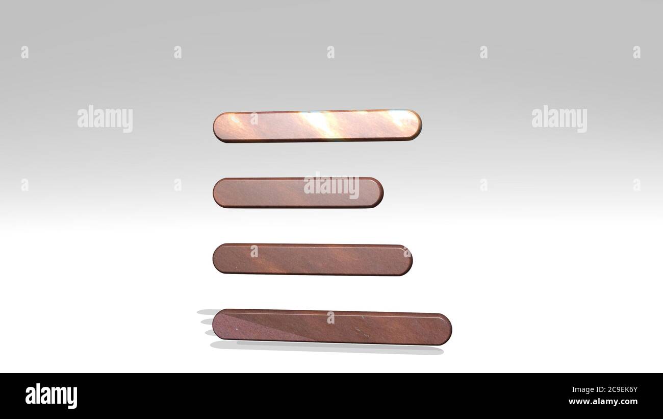 PARAGRAPH LEFT ALIGN casting shadow with two lights. 3D illustration of ...