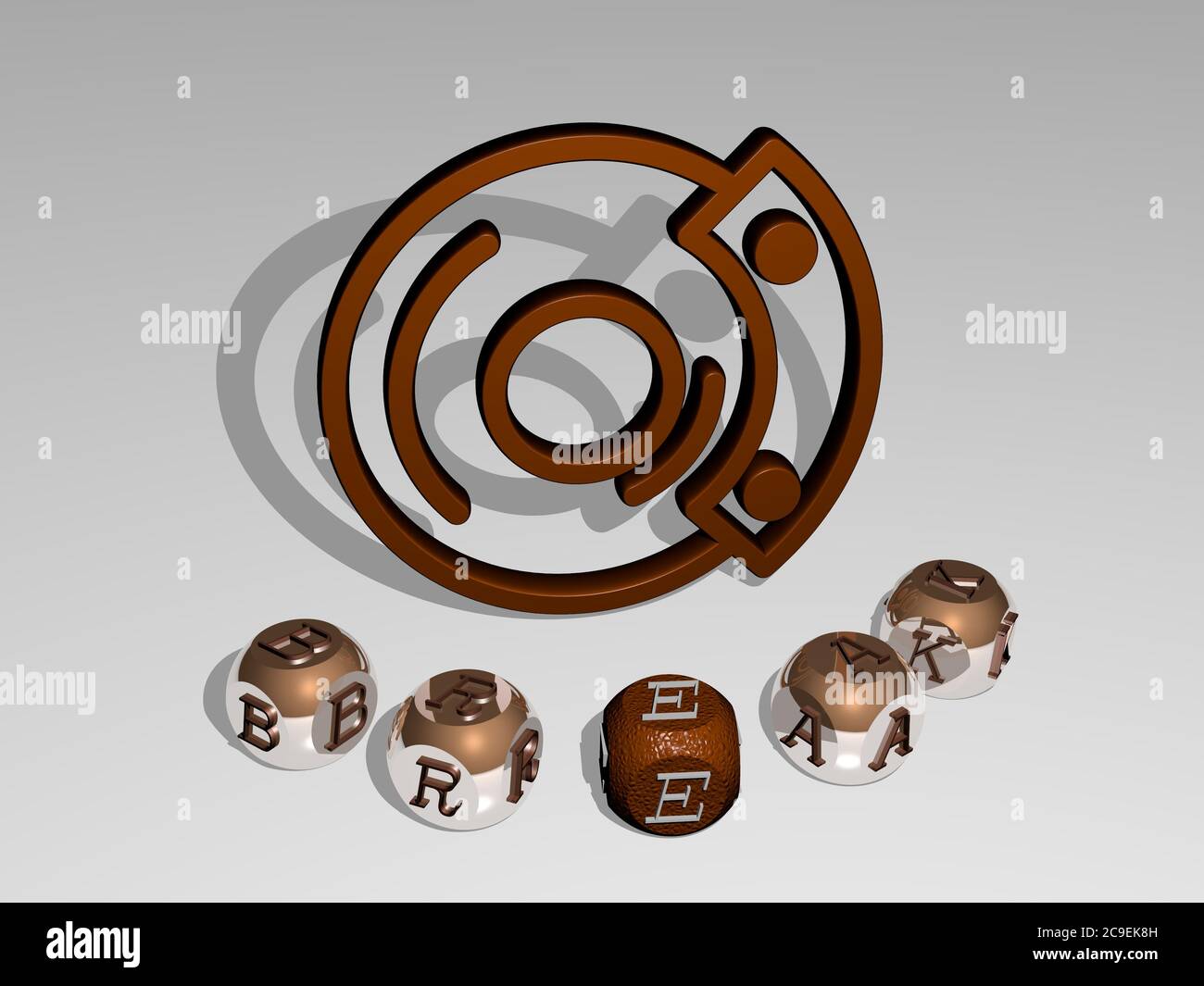 3D representation of break with icon on the wall and text arranged by ...