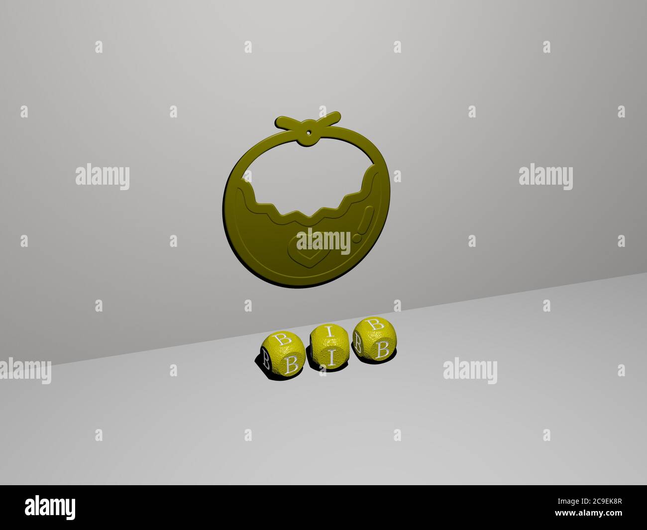 3D representation of BIB with icon on the wall and text arranged by ...