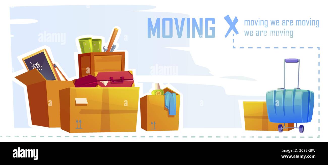 Move cardboard boxes stuff Stock Vector Images - Alamy