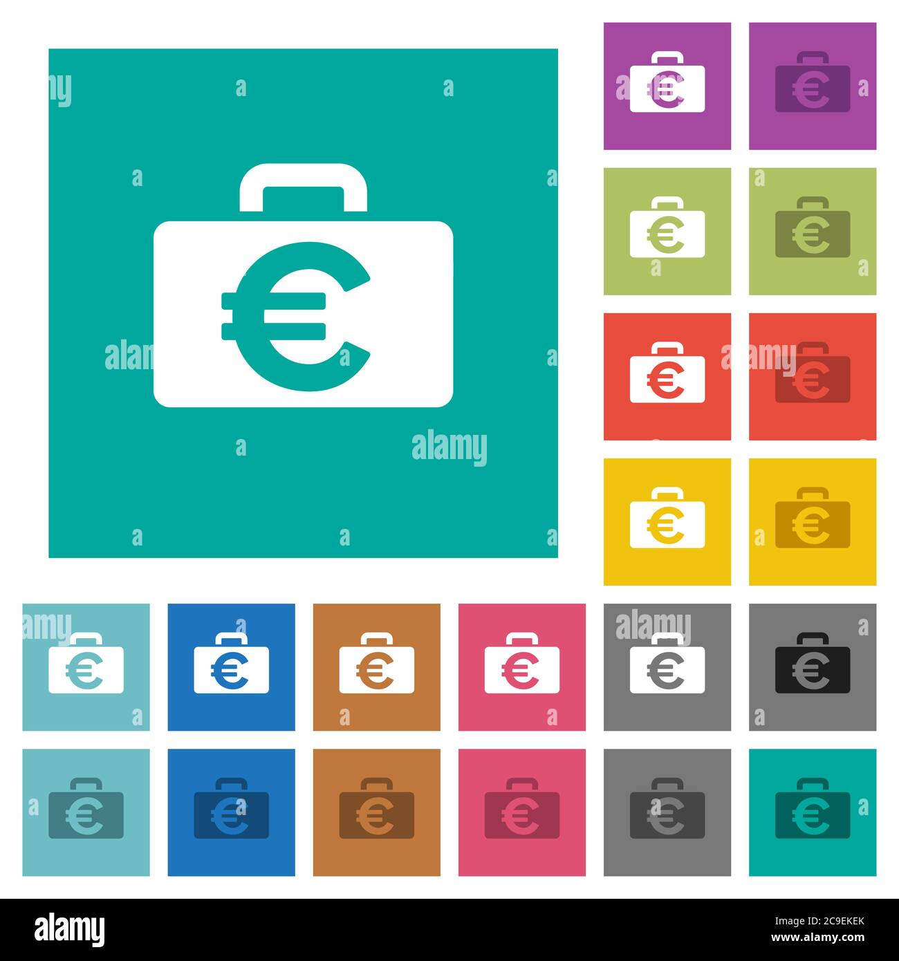 Euro bag multi colored flat icons on plain square backgrounds. Included ...