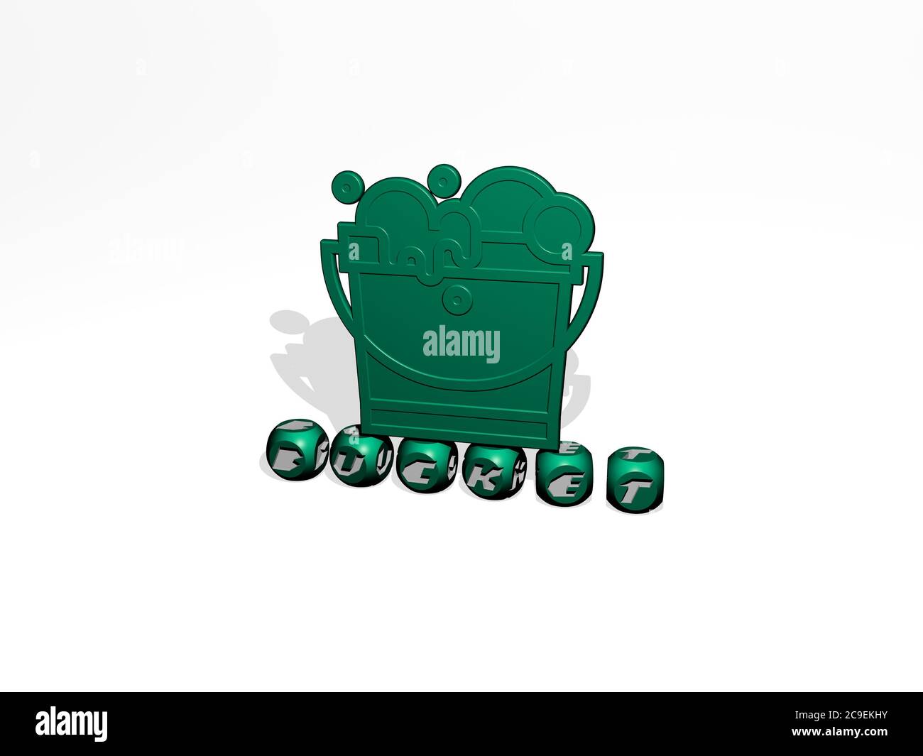 3D representation of BUCKET with icon on the wall and text arranged by ...