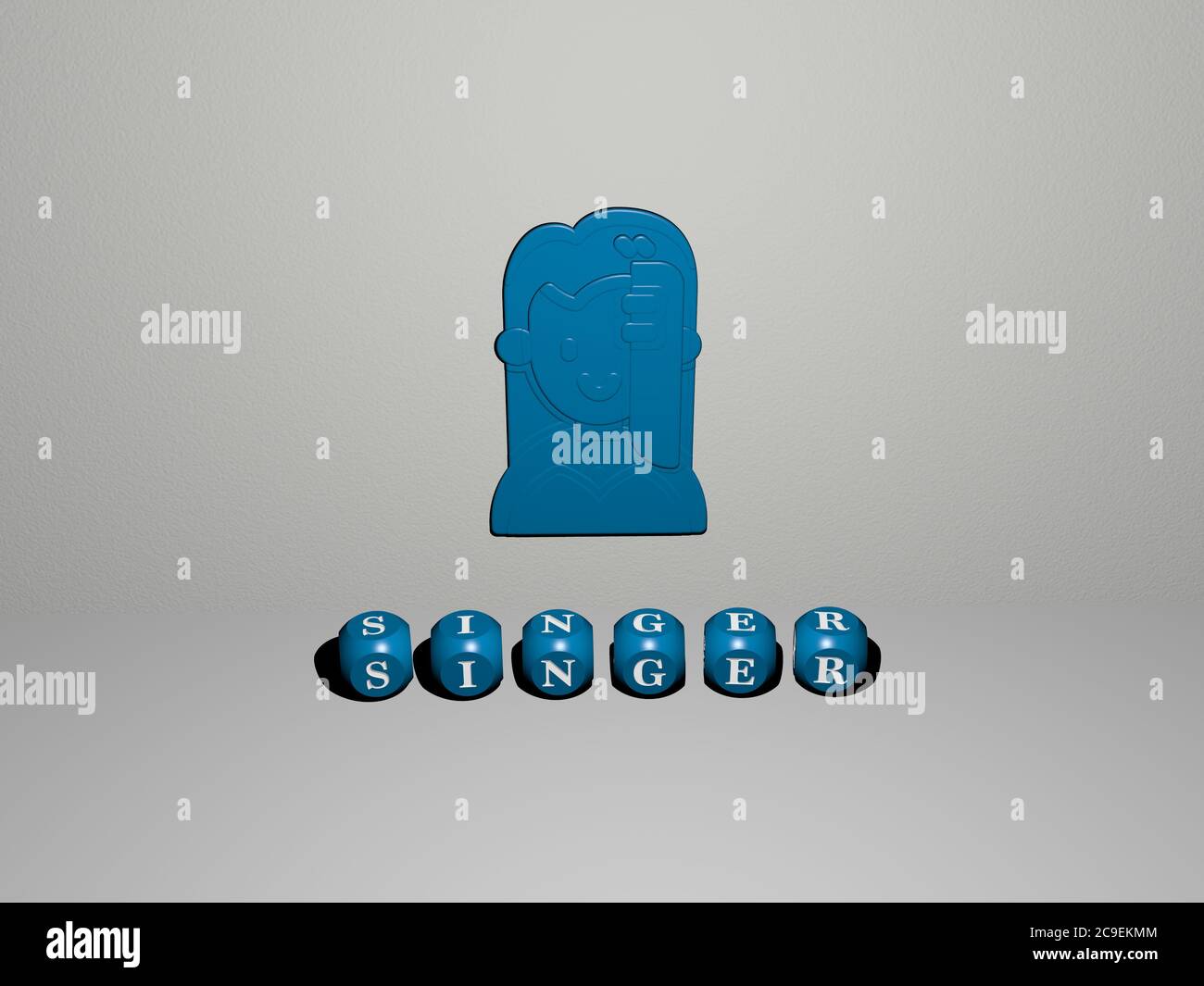 3D graphical image of singer vertically along with text built by ...