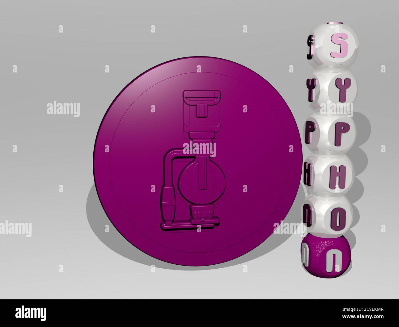 3D representation of syphon with icon on the wall and text arranged by ...