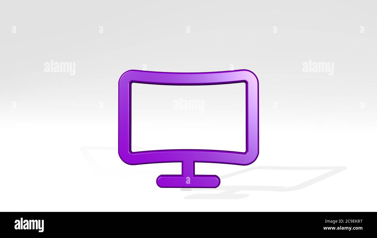 MODERN TV CURVY EDGE made by 3D illustration of a shiny metallic ...