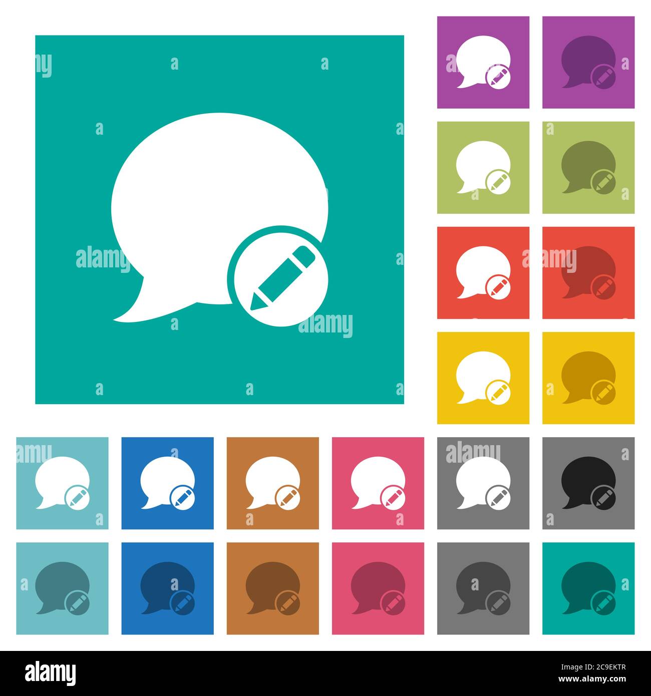 Moderate blog comment multi colored flat icons on plain square ...