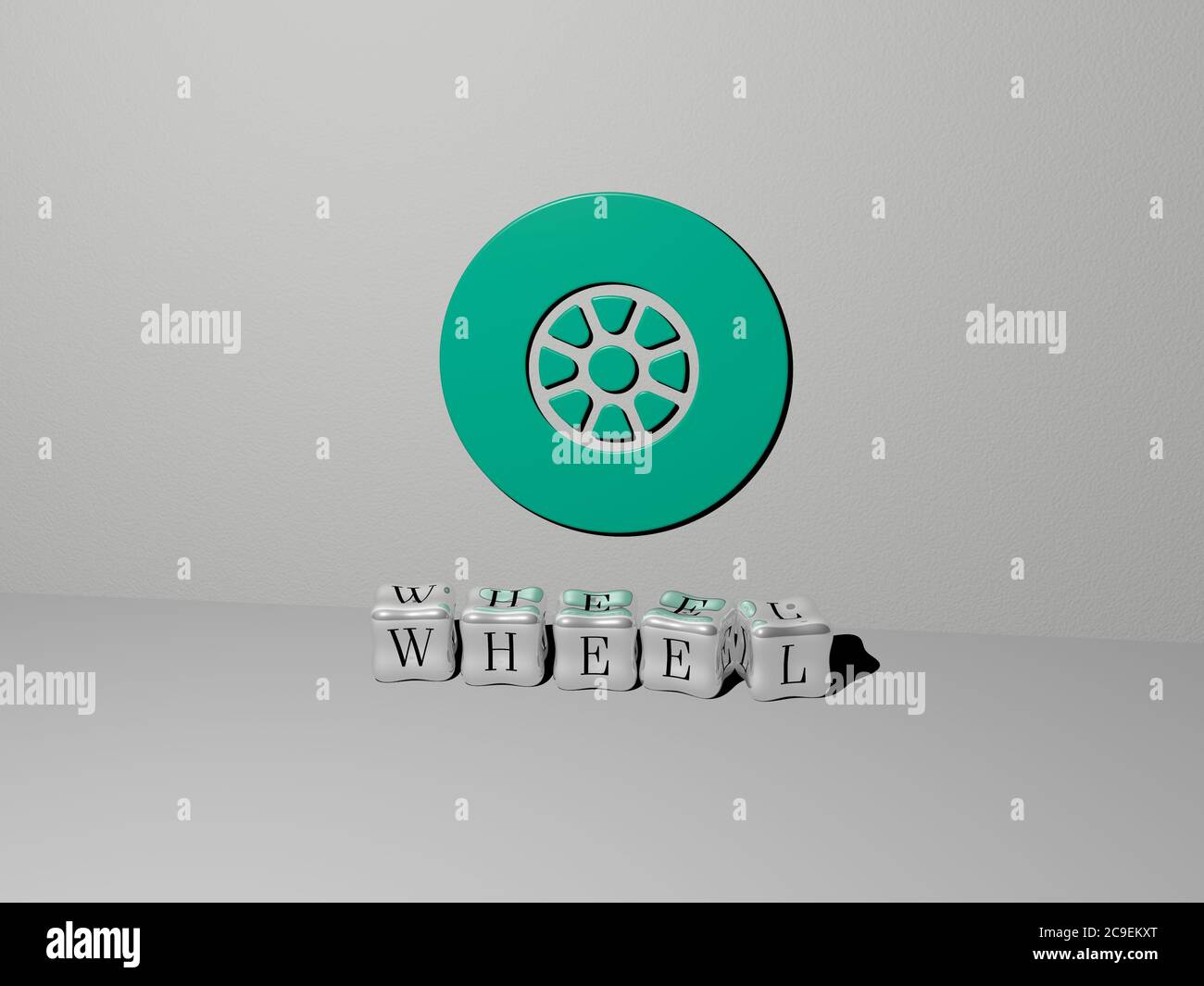 3D graphical image of WHEEL vertically along with text built by ...