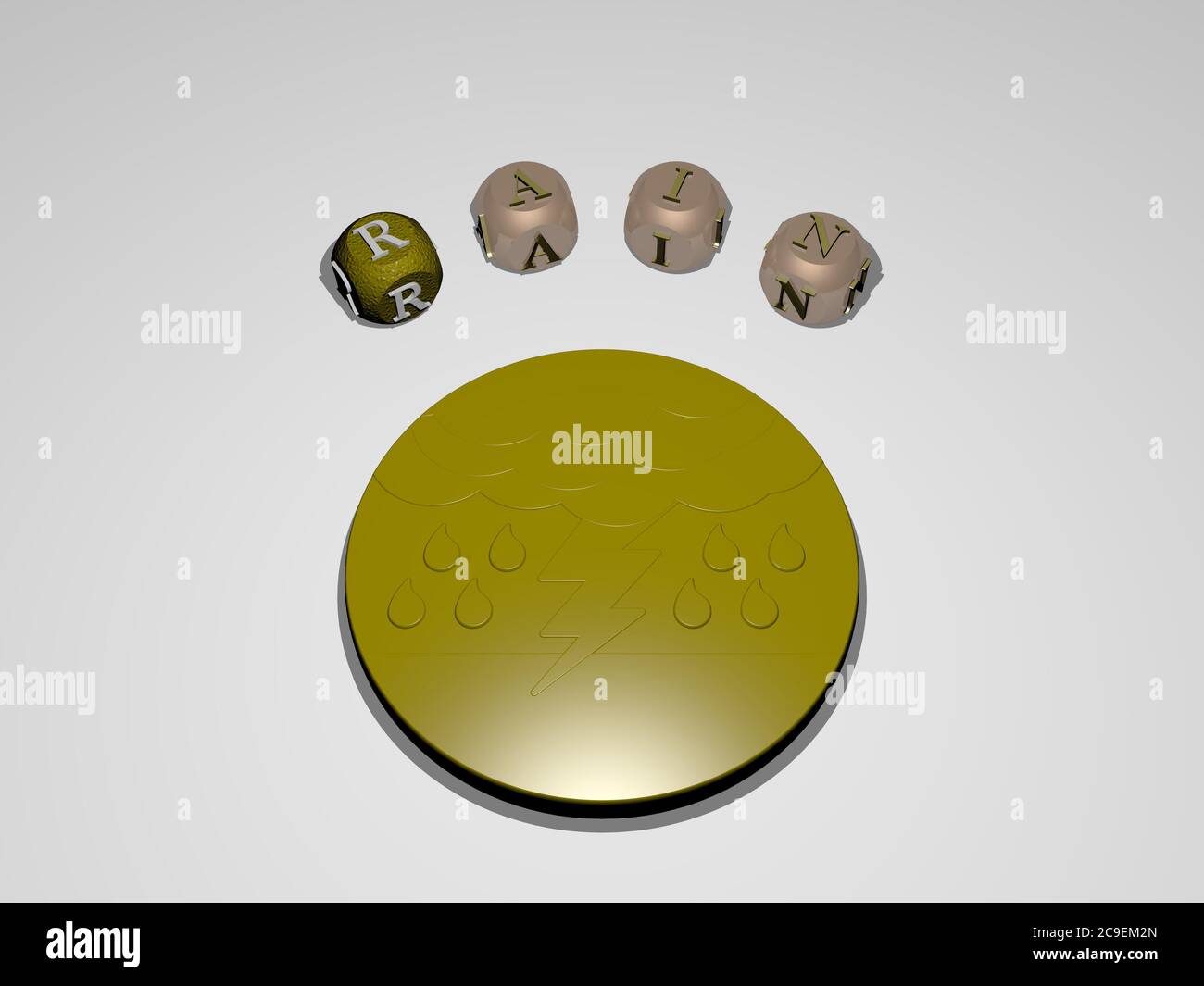 3D illustration of rain graphics and text around the icon made by ...