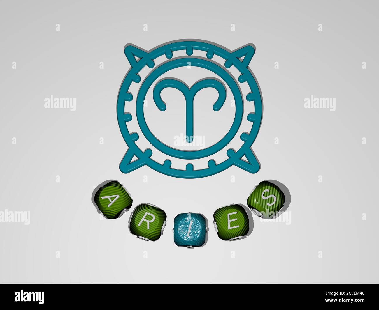 3D illustration of aries graphics and text around the icon made by ...