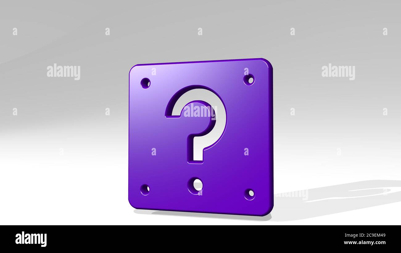 video game mario question box stand with shadow. 3D illustration of ...