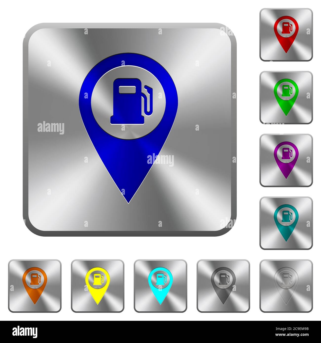 Gas station GPS map location engraved icons on rounded square glossy ... Gas station GPS map location engraved icons on rounded square glossy ...