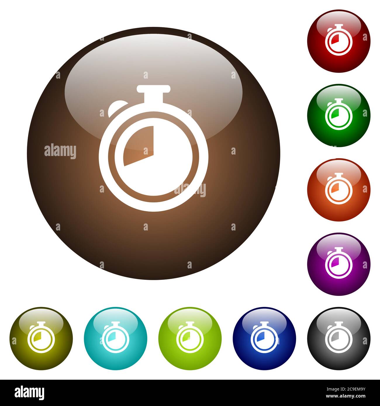 Timer white icons on round color glass buttons Stock Vector Image & Art ...