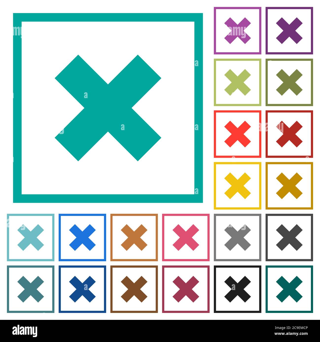 Cancel flat color icons with quadrant frames on white background Stock ...