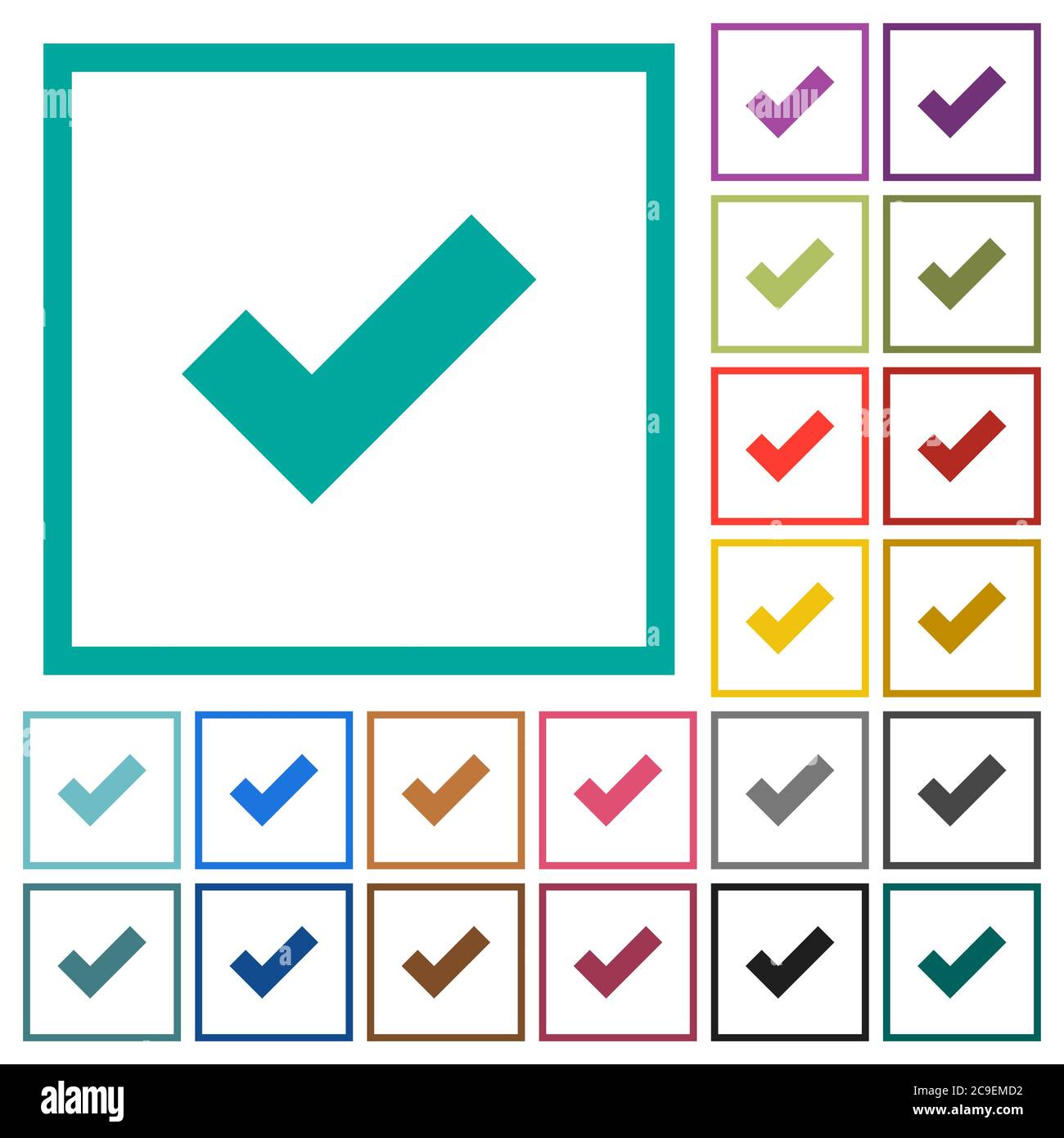 Ok flat color icons with quadrant frames on white background Stock ...