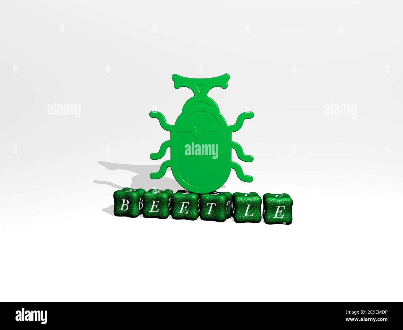 3D graphical image of beetle vertically along with text built by ...