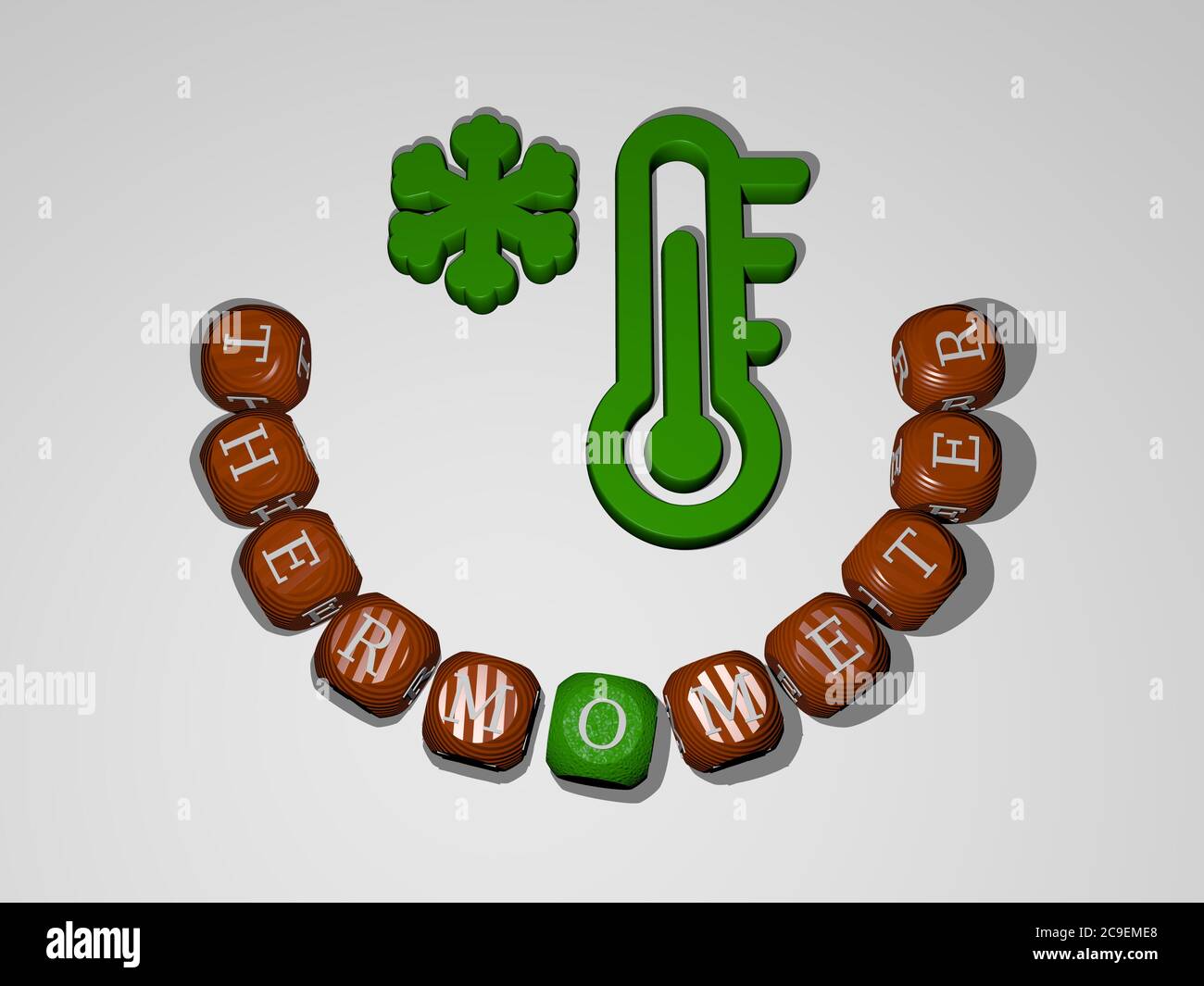 3D graphical image of thermometer vertically along with text built ...