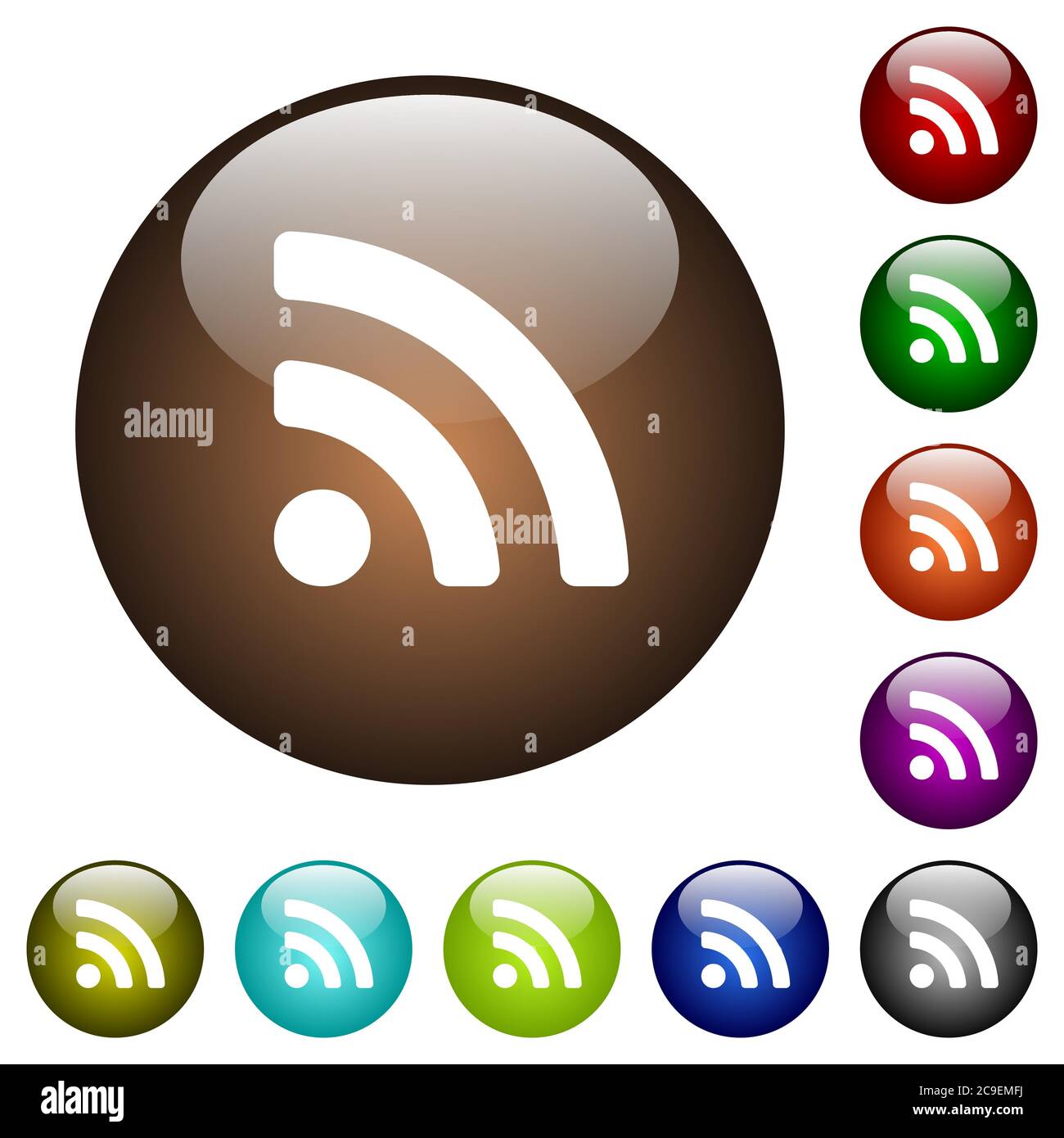 Radio Signal White Icons On Round Color Glass Buttons Stock Vector Image And Art Alamy