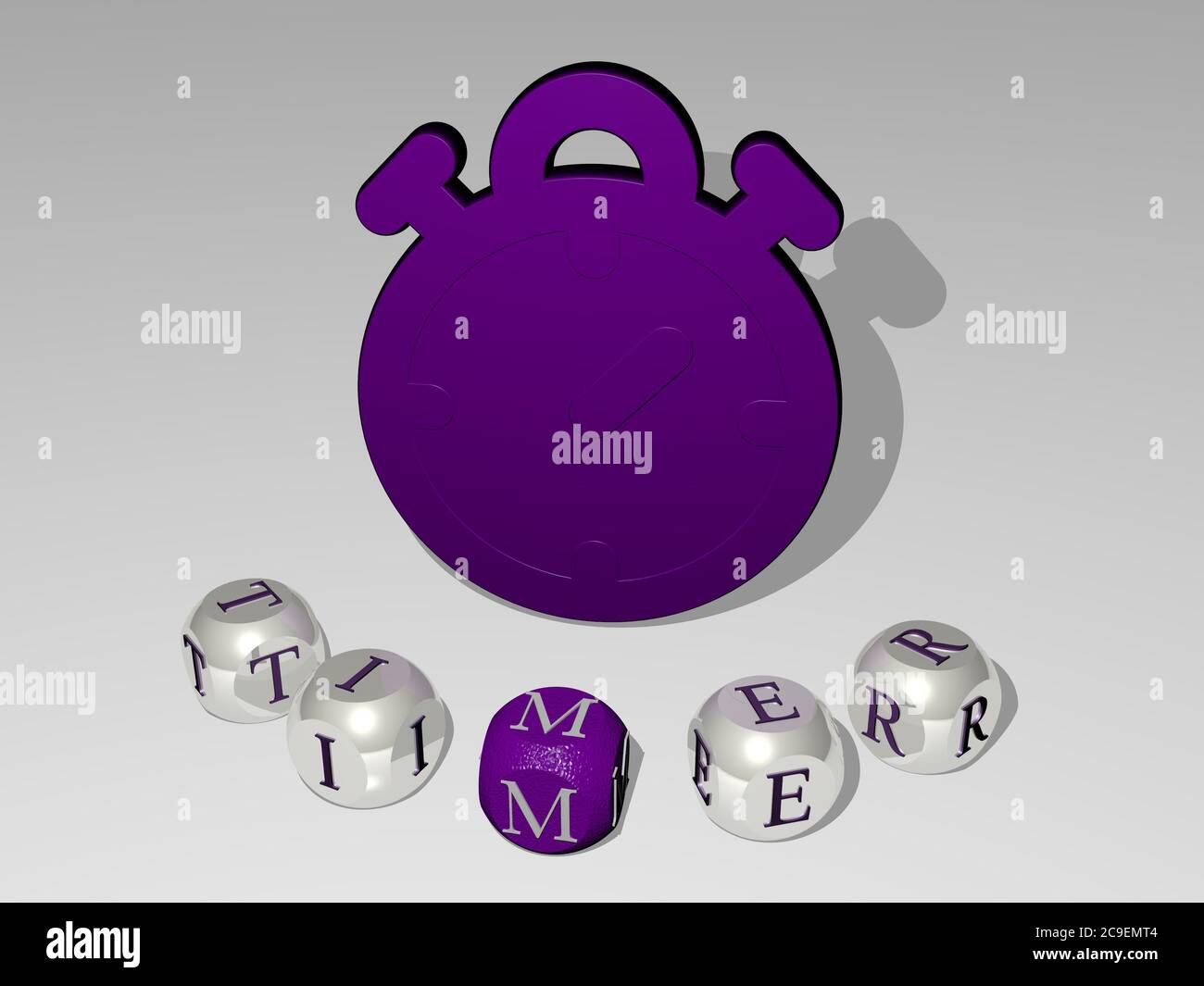 3D representation of timer with icon on the wall and text arranged by ...