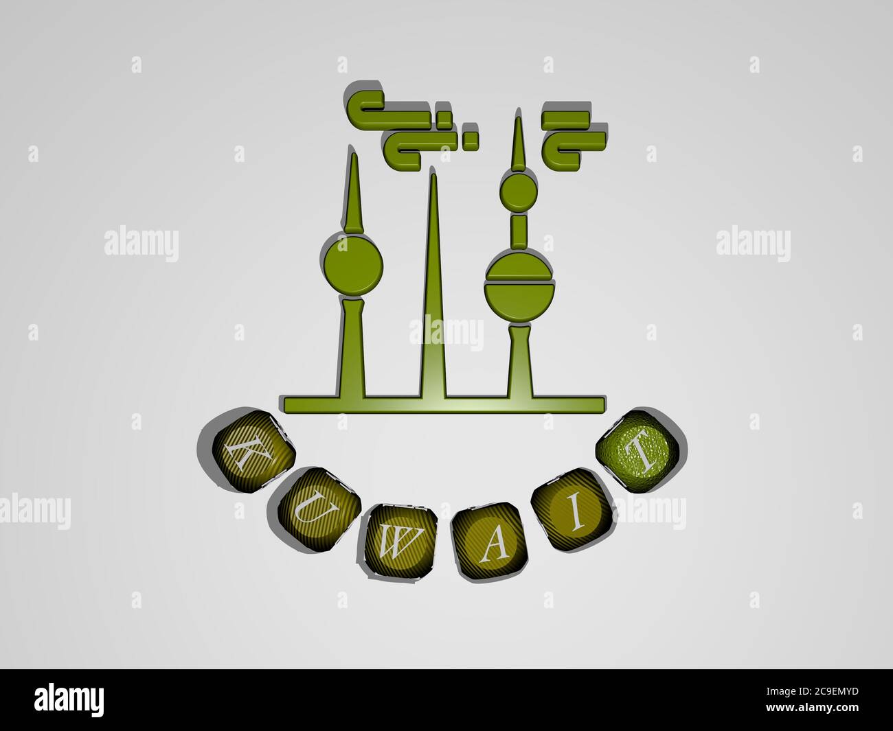 3D illustration of KUWAIT graphics and text around the icon made by ...
