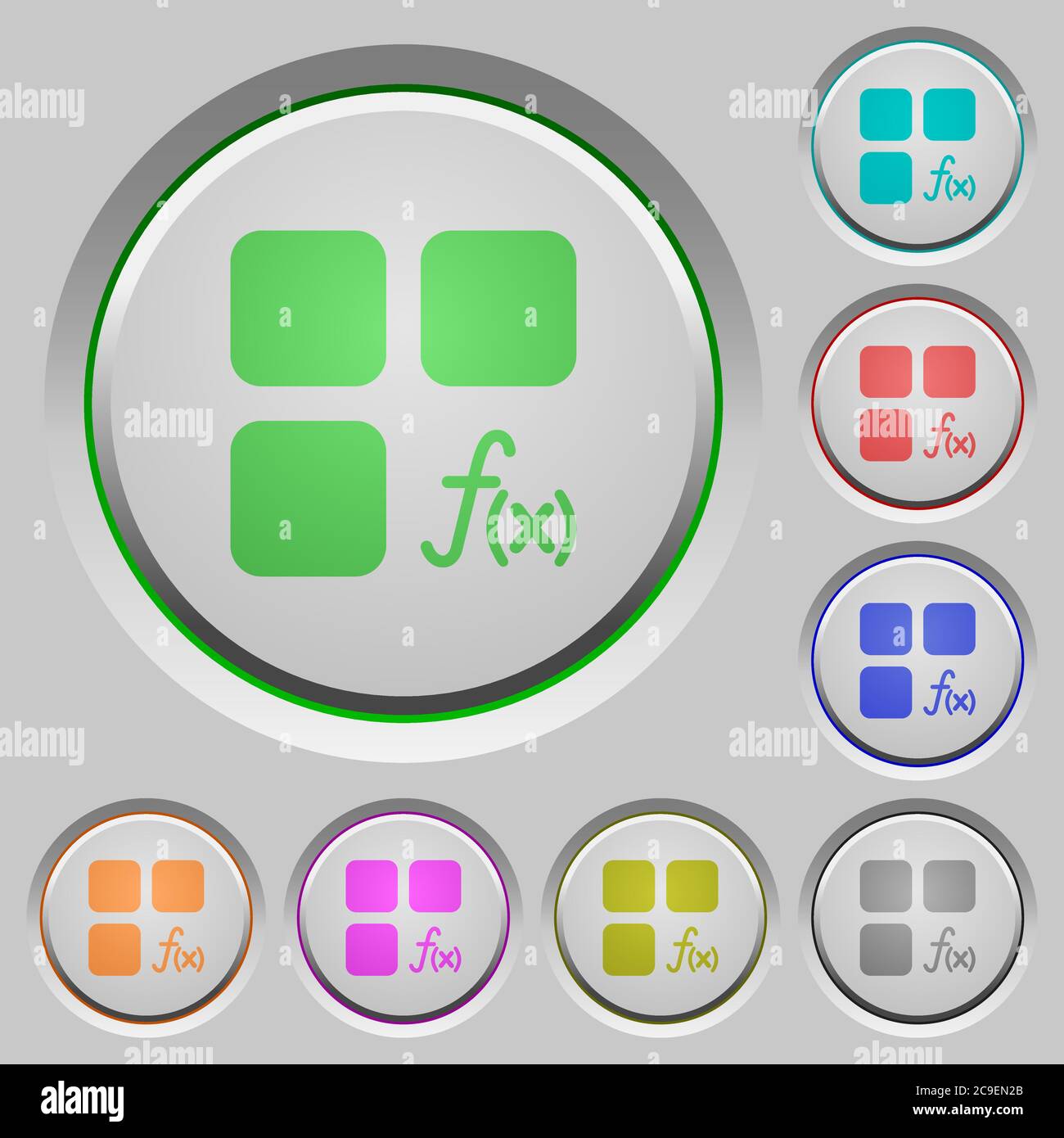 Component functions color icons on sunk push buttons Stock Vector Image ...