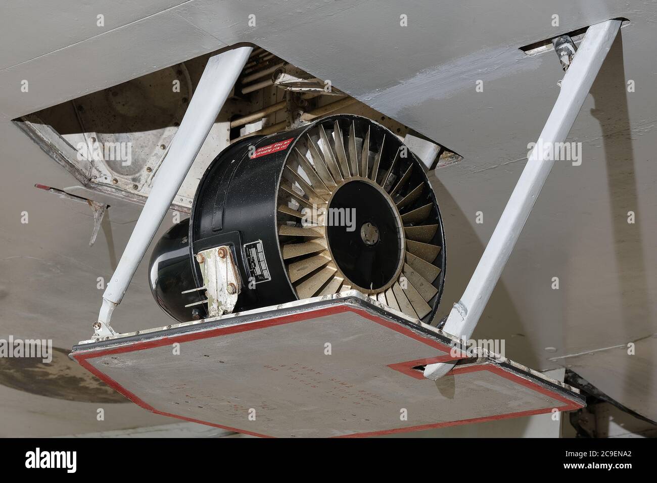 Detail of aircraft power sources and equipment on display to public ...